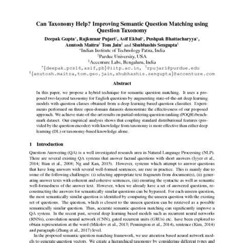 Can Taxonomy Help Improving Semantic Question Matching Using Question