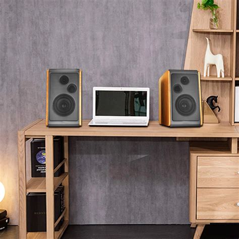 Vofull Hi Fi Bookshelf Speaker System Wooden Box Bookshelf Speaker
