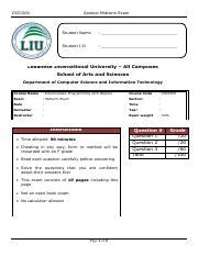 CSCI300 Midterm Exam Sample 1 Pdf CSCI300 Sample Midterm Exam Babe Name Babe I D