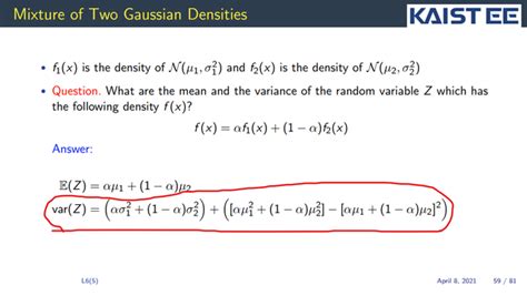 Statistics Variance Of Gaussian Mixture How Did They Derive Variance Here Raskmath