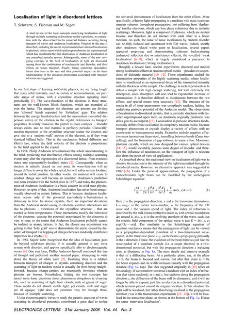 Pdf Localisation Of Light In Disordered Lattices