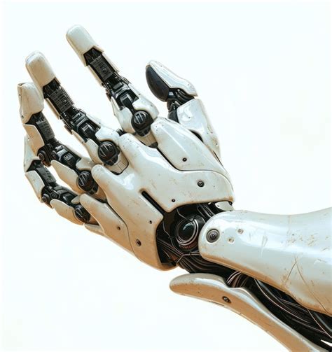 Premium Photo Robot Reaching Out In A White Background