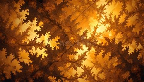 An Abstract Design With Swirling Golden Tendrils On A Yellow And Orange Background The