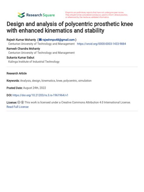 Design And Analysis Of Polycentric Prosthetic Knee Pdf Prosthesis