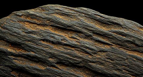 Layered Metamorphic Rock Showing Prominent Foliation And Interwoven
