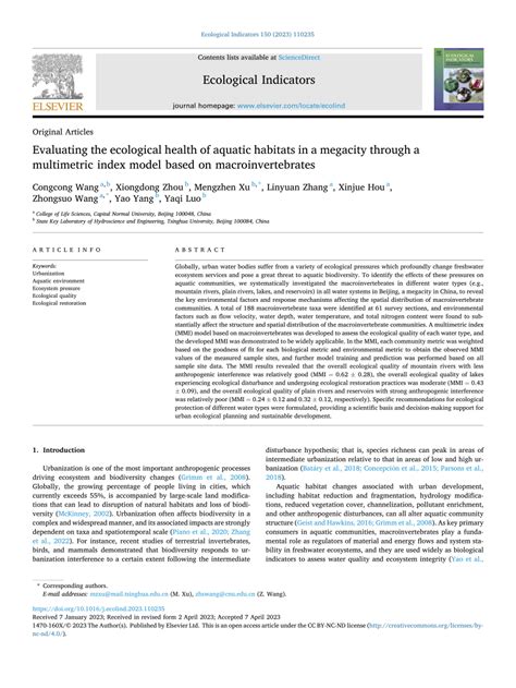 pdf evaluating the ecological health of aquatic habitats in a
