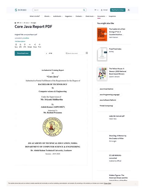 WWW Scribd Com Document 438770896 Core Java Report PDF | PDF