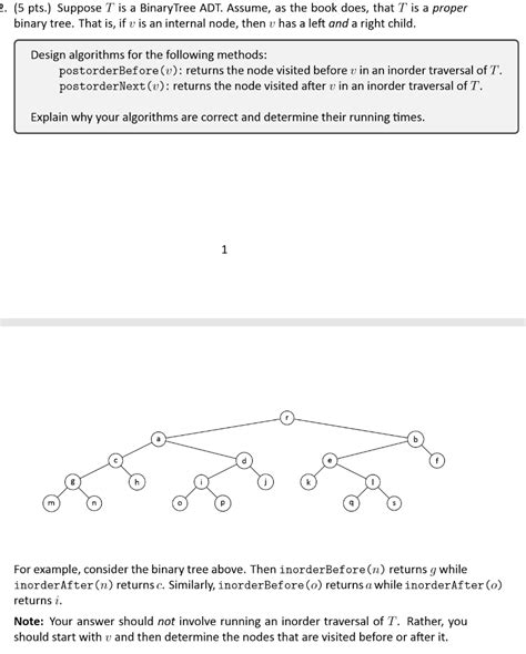 Pts Suppose T Is A Binary Tree ADT Assume Chegg