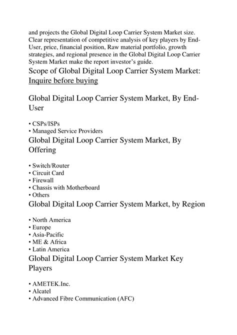 Ppt Global Digital Loop Carrier System Market Powerpoint Presentation