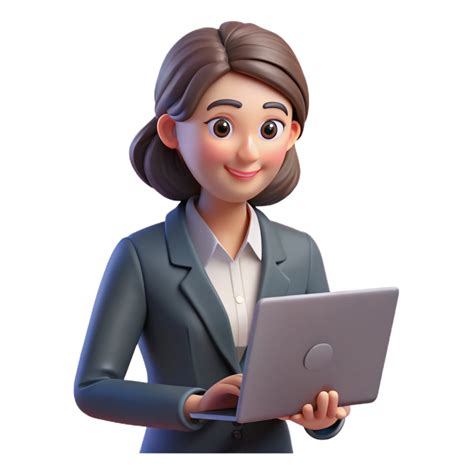 Serene Modern Businesswoman Working On Laptop Isolated Element Authentic 57406194 Png