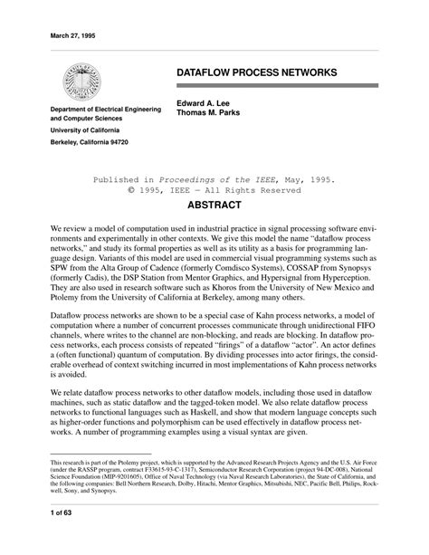 Pdf Dataflow Process Networks