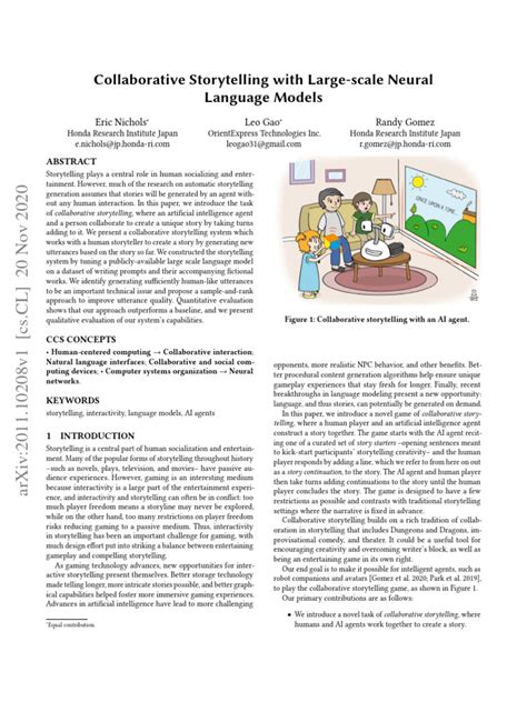 collaborative storytelling with large scale neural language models