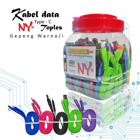 Jual KABEL DATA TOPLES NY TYPE C GEPENG WARNA I Shopee Indonesia