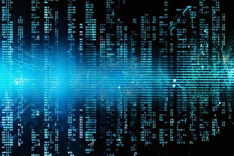 Abstract Digital Dna Strands With Binary Code Representing Genetic Science And Technology