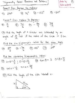 Trigonometry Review Questions And Solutions By PatrickJMT TpT