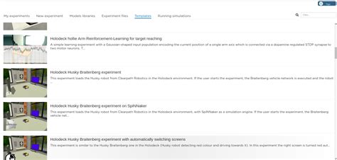 Models Library And Template Experiments HBP Neurorobotics Platform Documentation