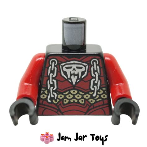 Lego Bone King Black Torso Silver Chains Red Gold Armour Skull To88