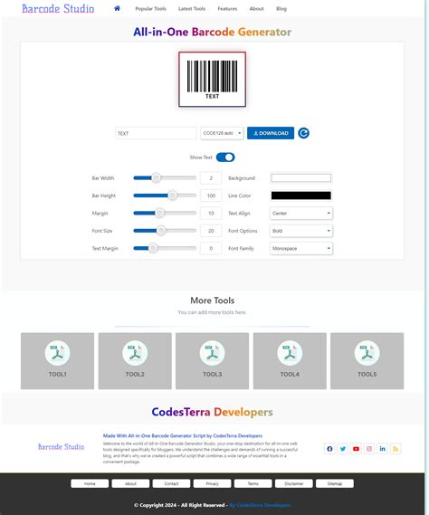 Barcode Studio Built In Barcode Generator Tool BlogSpot Template By CanyonCreatives
