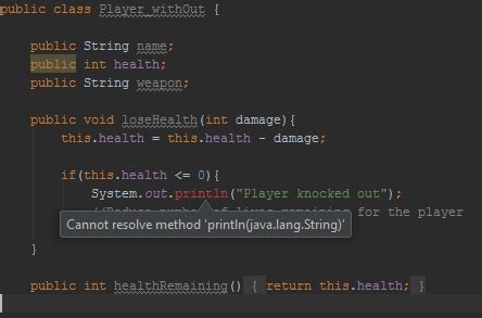 IntelliJ System.out.println() - Cannot resolve method println(java.lang ...