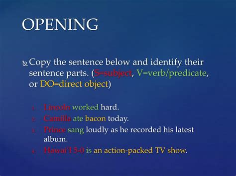 Ppt Subjects Verbs And Direct Objects Svo Powerpoint Presentation Id 6157273