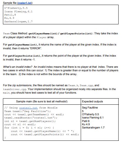Solved Create Player H And Player Cpp To Implement The Chegg Com