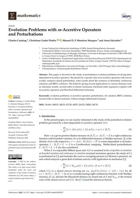 Pdf Evolution Problems With M Accretive Operators And Perturbations