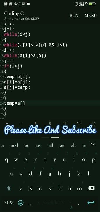 Coding C Quick Sort Program Youtube