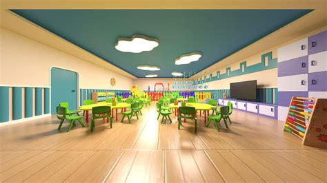 3d Rendering Of The Kindergarten Classroom Stock Image Image Of Group