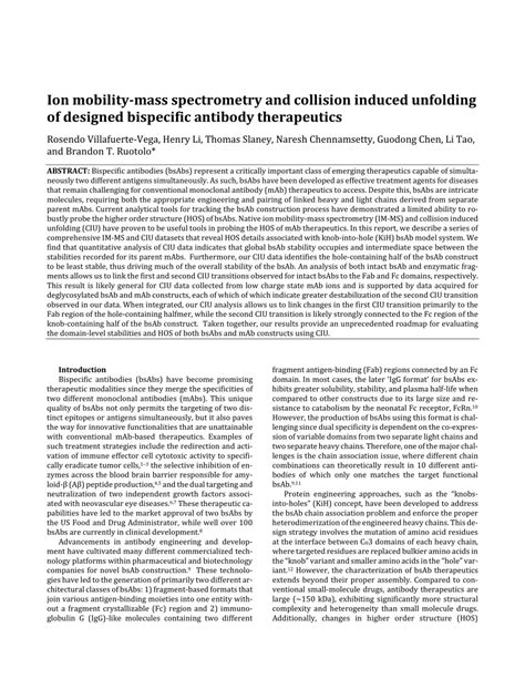 Pdf Ion Mobility Mass Spectrometry And Collision Induced Unfolding Of Designed Bispecific