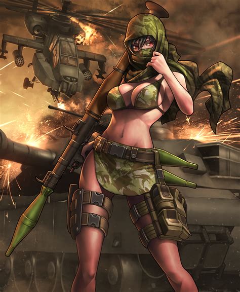 Ikegami Noroshi Original Vehicle 1girl Ah 64 Apache Aircraft