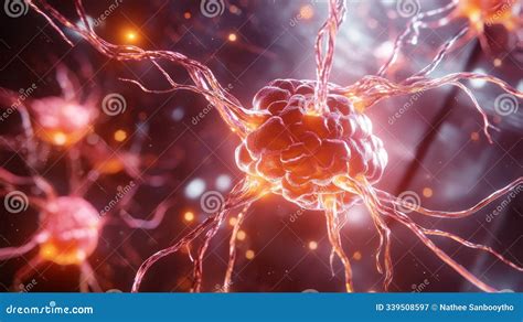 Depiction Of A Nerve Cell Or Neuron With Branching Dendrites And The Long Axon With The Myelin