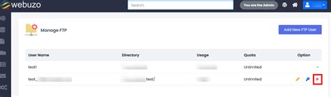 Delete An Ftp User Account In Webuzo A Quick And Easy Tutorial Web Hosting Stuff