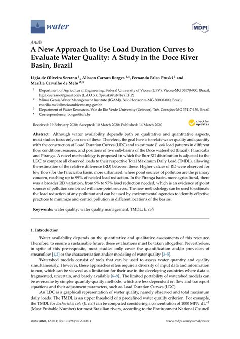 Pdf A New Approach To Use Load Duration Curves To Evaluate Water