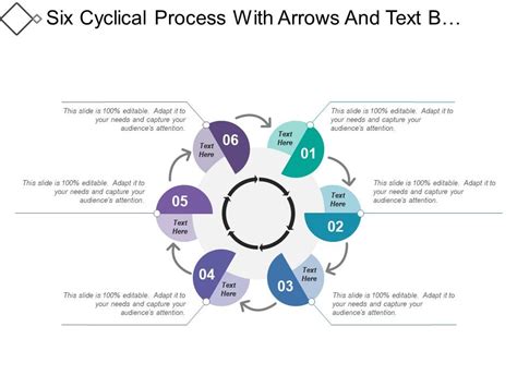 Six Cyclical Process With Arrows And Text Boxes PowerPoint