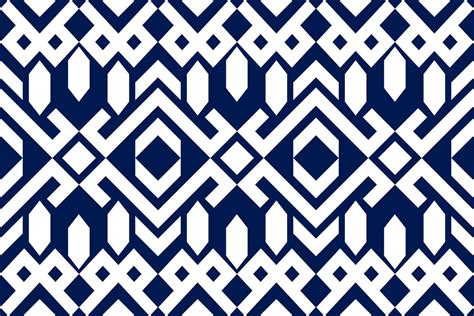 Blue And White Geometric Ethnic Seamless Pattern Design For Wallpaper