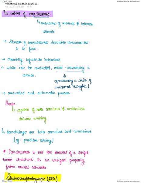 Psyc1003 Lecture Variations In Consciousness Oneclass