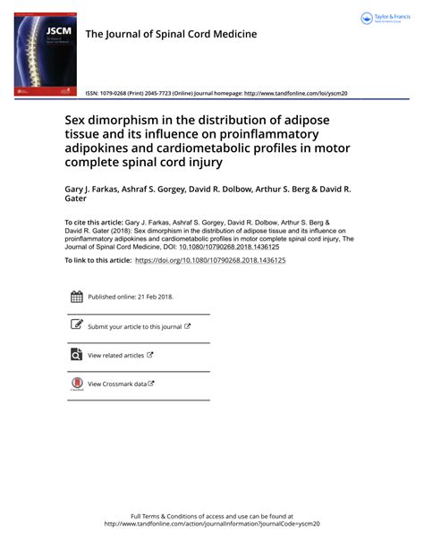 Pdf Sex Dimorphism In The Distribution Of Adipose Tissue And Its Influence On Proinflammatory