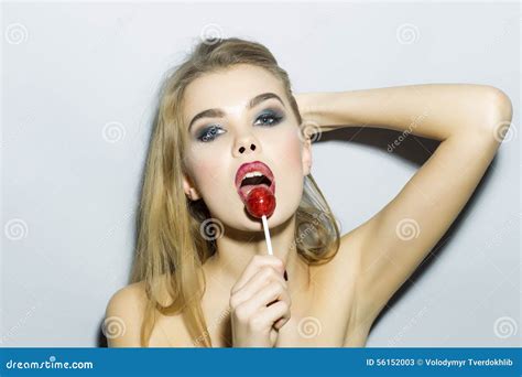 Ardent Blonde Girl Portrait With Sugar Candy Stock Image Image Of
