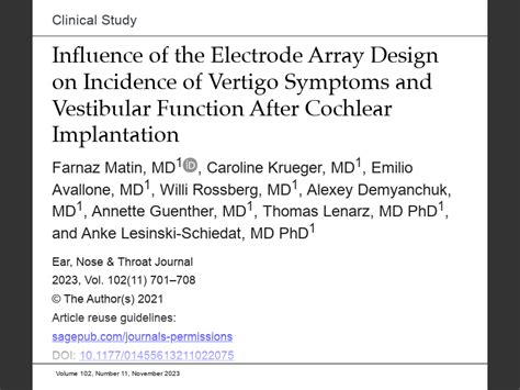 Ent November 2023influence Of The Electrode Array Design On Incidence