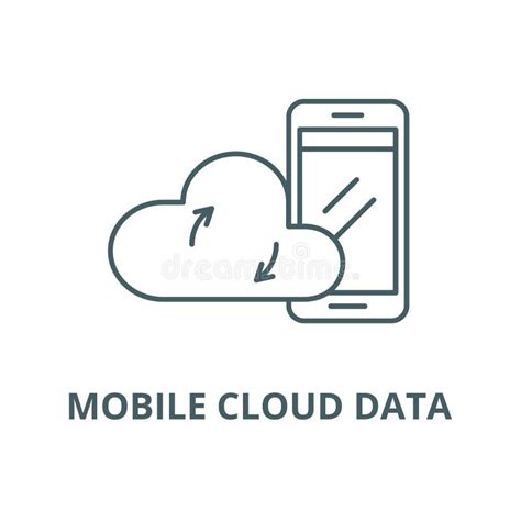 Mobile Cloud Data Vector Line Icon Linear Concept Outline Sign Symbol Stock Vector