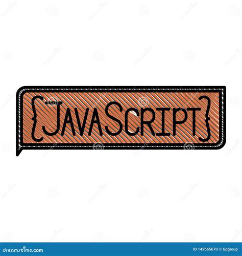 Colored Pencil Silhouette Of Rectangle Text Java Script Stock Vector