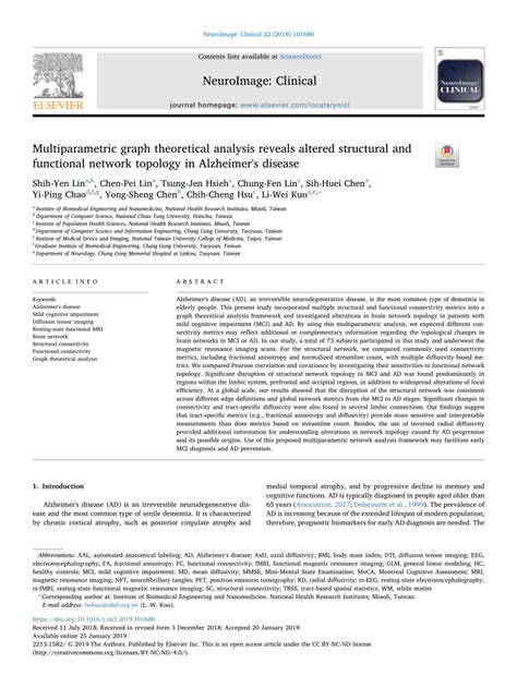 Pdf Multiparametric Graph Theoretical Analysis Reveals Altered Structural And Functional