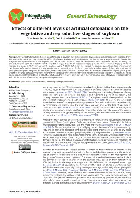 Pdf Effects Of Different Levels Of Artificial Defoliation On The