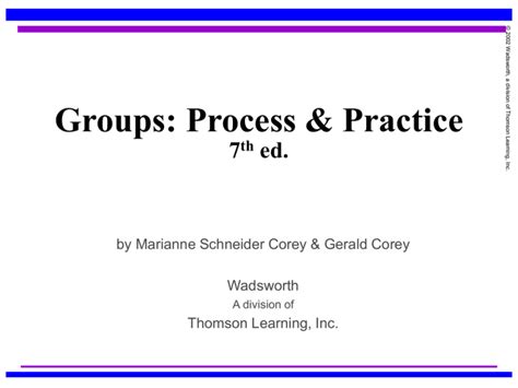 Groups Process And Practice 6th Ed