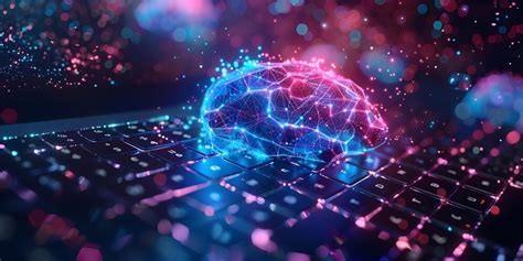 Исследование нейронных сетей и машинного обучения с помощью ИИ Символ в двойной экспозиции на