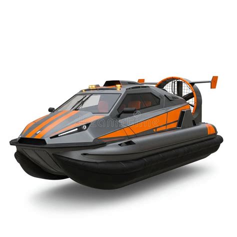 Futuristic Hovercraft With Sleek Design Featuring A Gray Body And Bold