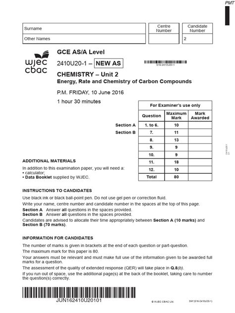 June 2016 Qp Unit 2 Wjec Chemistry A Level Pdf Methane Chemical Reactions