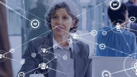 Animation Of Network Of Connections Over Diverse Business People In