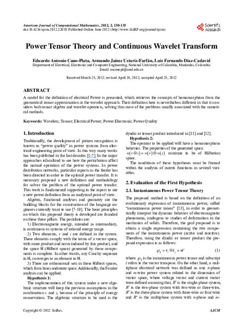 pdf power tensor theory and continuous wavelet transform