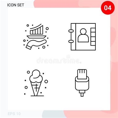 Vector Pack Of 4 Icons In Line Style Creative Outline Pack Isolated On